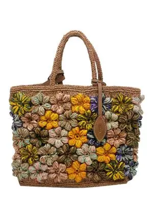 AFAR Floral Detailing Tote Bag - Neutrals