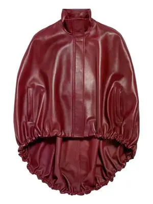 Balenciaga Stand Collar Leather Cape - Red