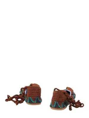 KASHURA High Crochet Ballet Flats Brown