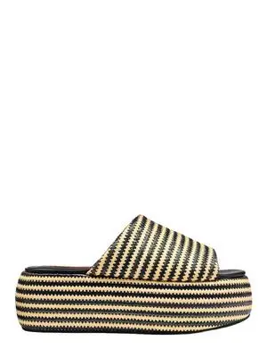 SIMONMILLER Round-toe Striped Sandals - Black
