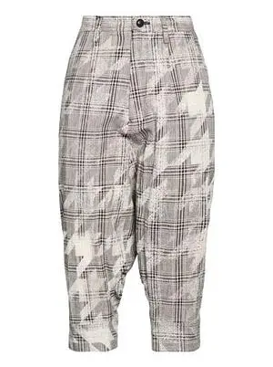 Y'S YOHJI YAMAMOTO Tapered Glen Plaid Pants - Grey