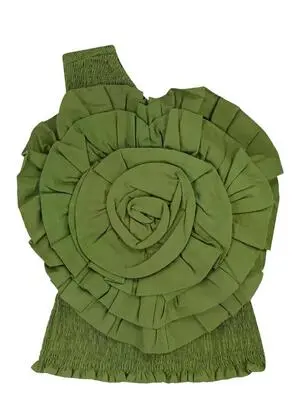 Farm Rio Ruffled One-shoulder Top - Green