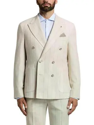 Peserico Double-breasted Striped Blazer - Neutrals