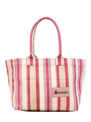 Isabel Marant Étoile Yenky Striped Tote Bag With Logo Patch - Pink