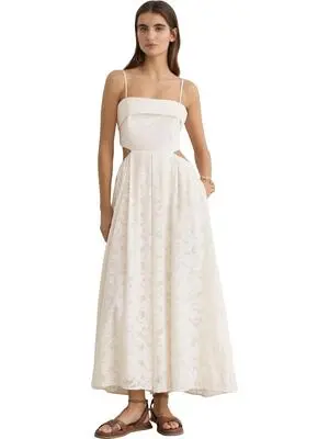 REISS Sian Cotton-blend Maxi Dress - Cream