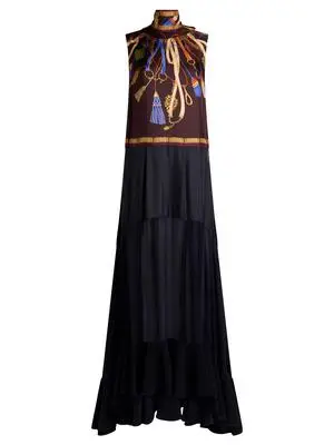 ETRO High-Neck Silk Maxi Dress