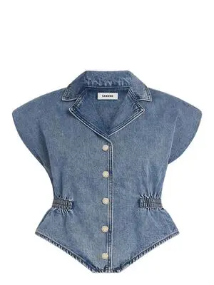 Sandro Denim Sleeveless Top - Blue