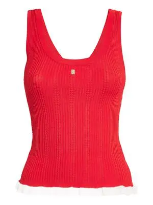 Sandro Knitted Lace-trim Tank Top - Red