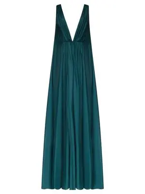 TEMILY Angelina Silk Habotai Maxi Dress - Blue