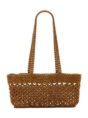 CORDERA Wood-beaded Handbag - Brown