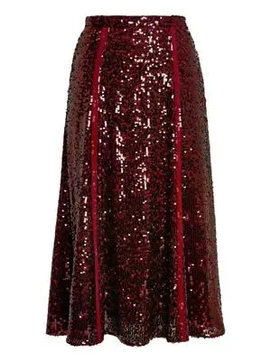 Erdem Sequin A-line Skirt - Red