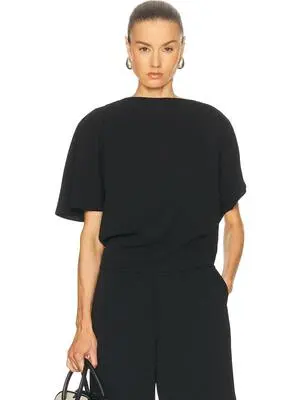 EAVES X Jasmine Tookes Greta Polished Crepe Top - Black