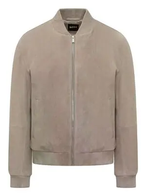 BOSS Leather Zip-up Jacket - Neutrals