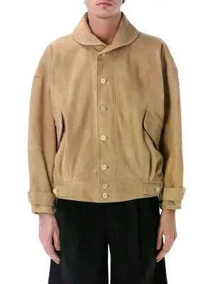 Auralee Suede Bomber Jacket Neutrals