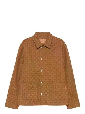 Sandro Square Cross Jacquard Denim Worker Jacket - Brown