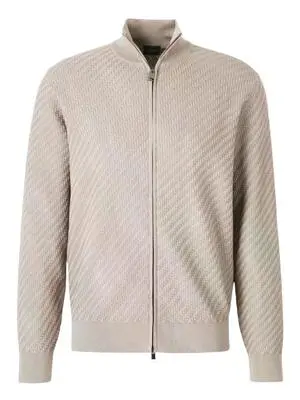 Brioni Trama Braided Zip-up Knit Cardigan - Neutrals