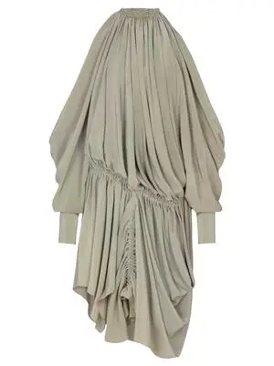Balmain Draped Silk Crepe Mini Dress - Green