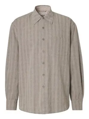 Our Legacy Above Striped Cotton And Linen-blend Shirt - Grey