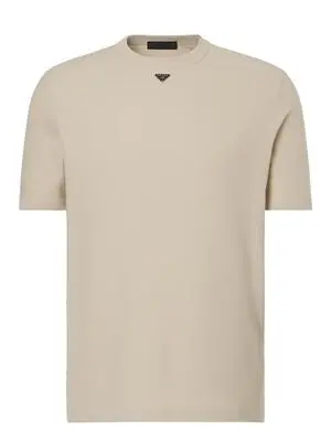 Prada Logo Cotton T-shirt - Beige