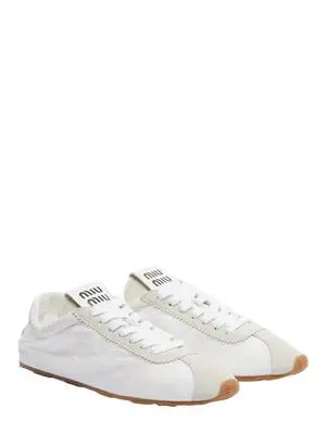 Miu Miu Plume Suede-Trimmed Sneakers White