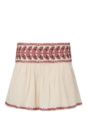 MARANT ETOILE Picadilia Embroidered Cotton Miniskirt Beige