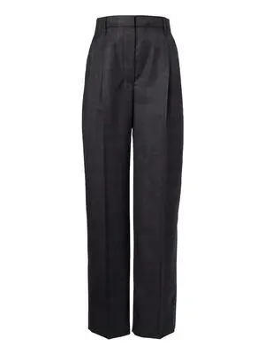 Prada Checked Wool Wide-leg Pants - Grey