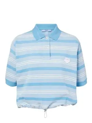 Prada Striped Cotton Piqué Polo Shirt - Blue
