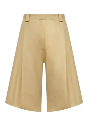 Balenciaga Tulip Belt-Loop Shorts Neutrals