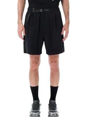 AND WANDER Pleat-detail Shorts - Black