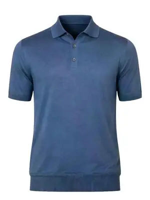 BRETT JOHNSON Ribbed-trim Polo Shirt - Blue
