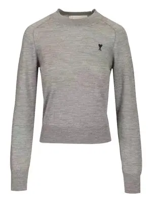 Ami Logo-embroidered Sweater - Grey