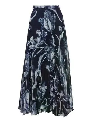 Erdem Pleated Midi Skirt - Blue