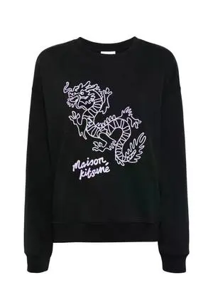 Maison Kitsuné Chinese Dragon Cotton Sweatshirt - Black