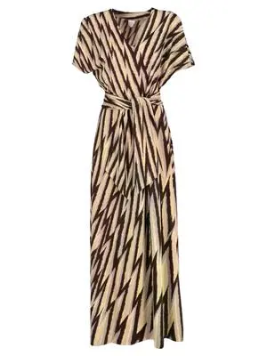 Roberta Di Camerino Patterned V-neck Maxi Dress - Brown