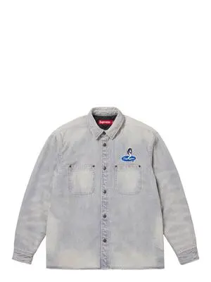 Supreme Quilted Lined Denim Snap Shirt Grey