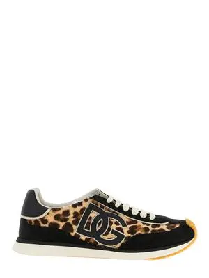 DOLCE & GABBANA Dolce & Gabbana Suede And Animal Print Nylon DG Cushion Sneakers