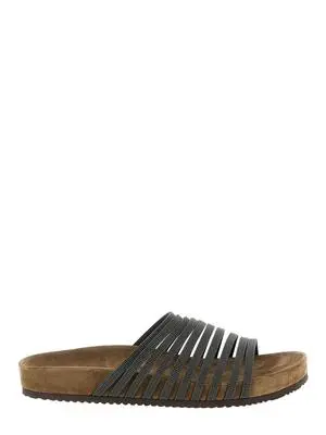 Brunello Cucinelli Embellished Suede Slip-on Sandals - Black