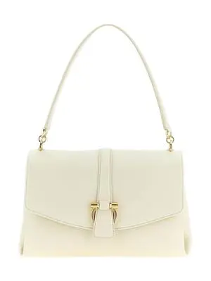 FERRAGAMO Ferragamo Leather Shoulder Bag With Gancini Logo Beige