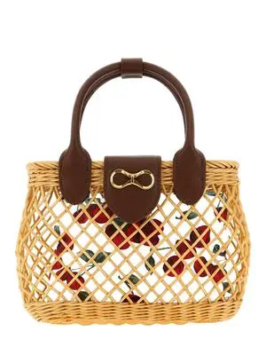 TWINSET Twinset Woven Rattan Bag With Abstract Print