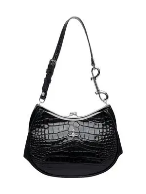 VIVIENNE WESTWOOD Croc Effect Shoulder Bag - Black