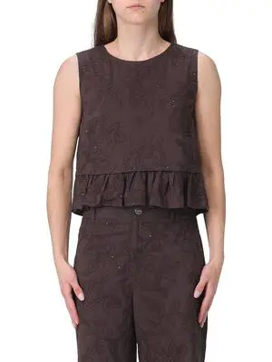 Liu Jo Embellished Peplum Top - Brown