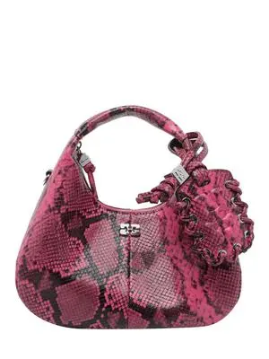 GANNI Python Print Faux Leather Hobo Bag - Fuchsia