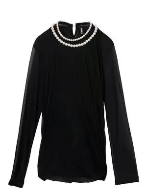 Junya Watanabe T-shirt With Pearl Embellishments - Black