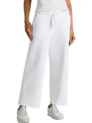 Quince Organic French Terry Cropped Wide Leg Pants - Classic White
