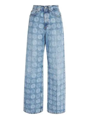 Sandro Floral Wide-leg Jeans - Blue