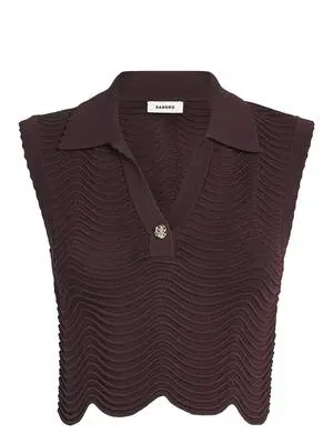 Sandro Knitted Crop Top - Brown