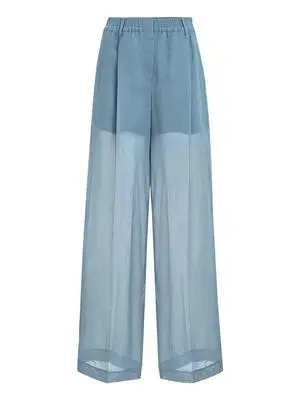 Brunello Cucinelli Cotton Organza Wide-leg Trousers - Blue
