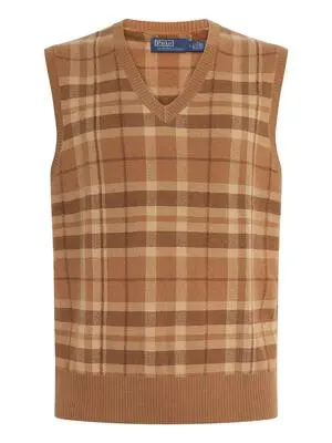 Polo Ralph Lauren Cashmere Check Sweater Vest - Brown
