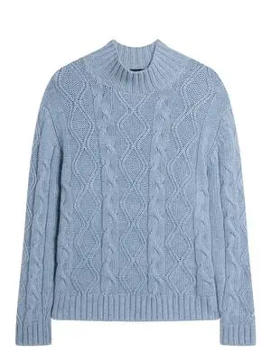 Dunhill Cashmere-blend Aran Cable-knit Sweater - Blue