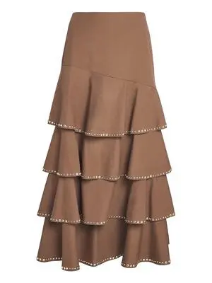 Sandro Cotton Embellished Maxi Skirt - Brown
